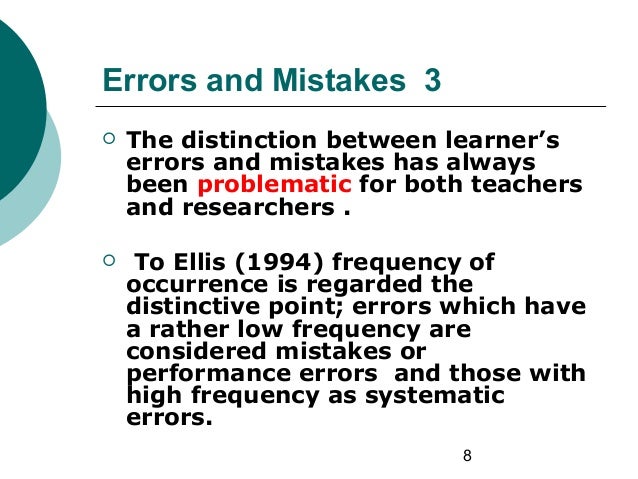 Error analysis revised