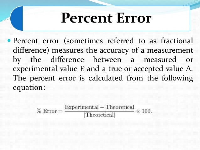 Calculate Percent Error Chemistry How To Calculate Percent Error The Theoretical Value Is