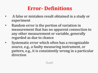 Error, bias and confounding | PPTX