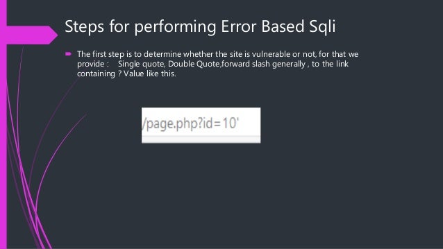 Error Based Sql Injection