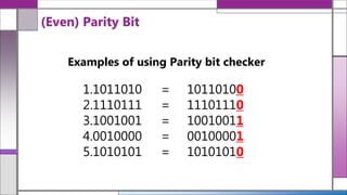 Error Checking and Correction (Parity Bit, Majority Voting, Check Digit) | PPTX