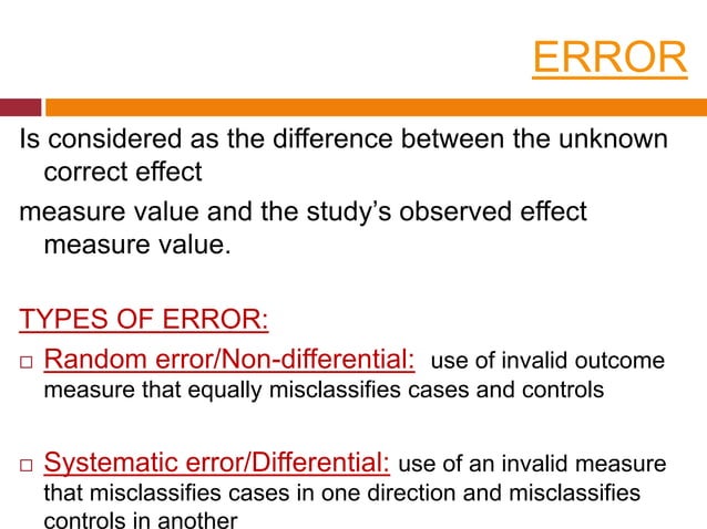 Error, confounding and bias | PPTX
