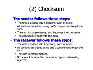 Error control, parity check, check sum, vrc | PPT