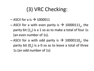 Error control, parity check, check sum, vrc | PPT
