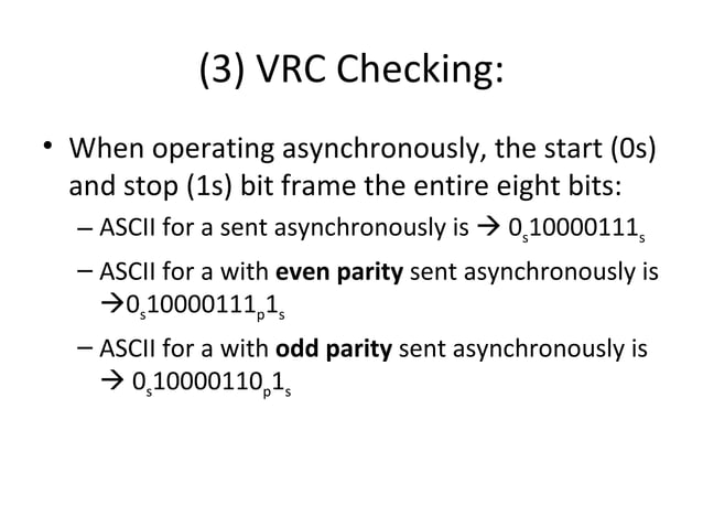 Error control, parity check, check sum, vrc | PPT