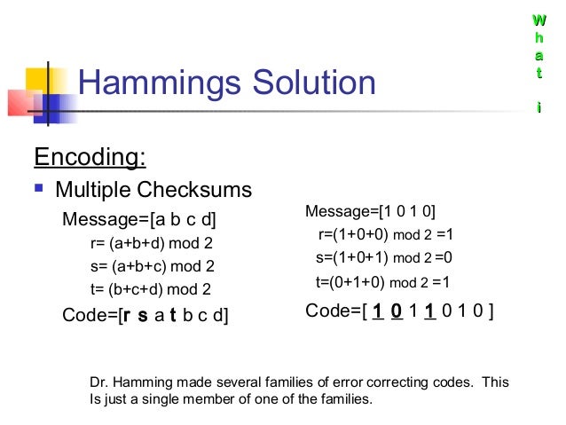 Error correcting codes