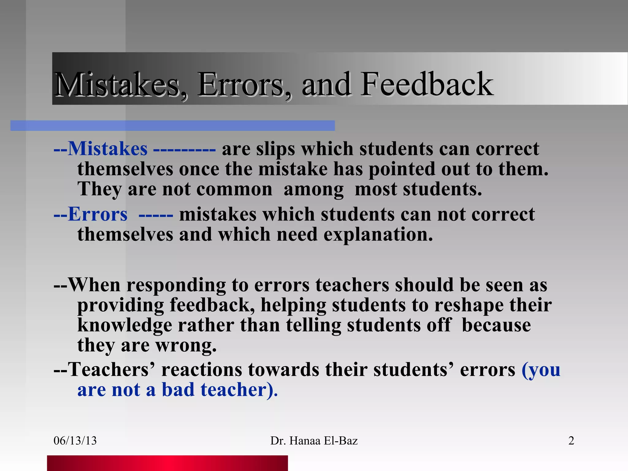Error correction and feedback | PPT