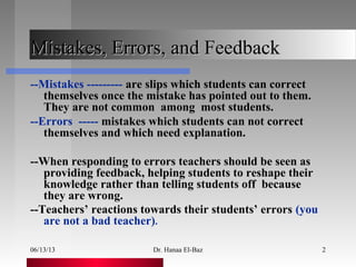 Error correction and feedback | PPT