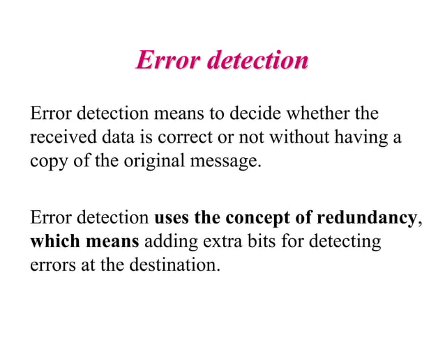 Error correction error detection in digital communication | PPT | Computer Networking | Computing