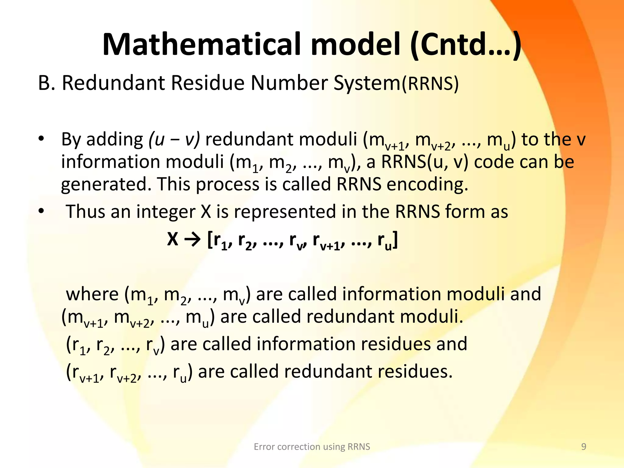 Error Correction Using Redundant Residue Number System Ppt