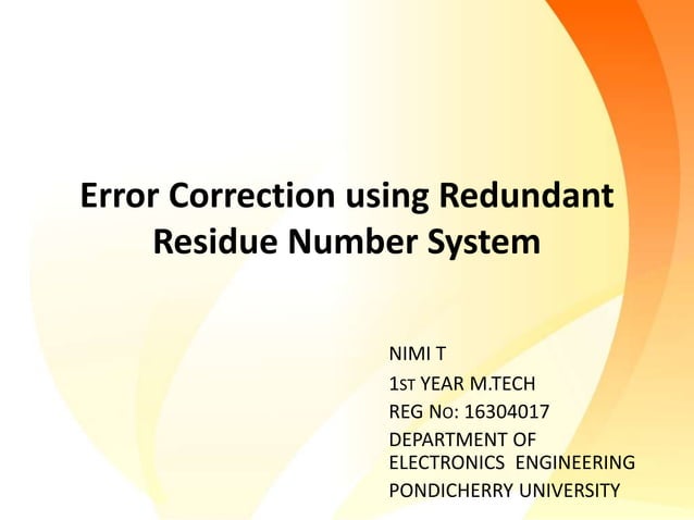 Error Correction Using Redundant Residue Number System Ppt 0680