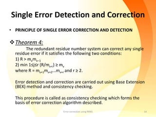 Error correction using redundant residue number system | PPTX