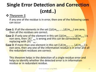 Error correction using redundant residue number system | PPTX