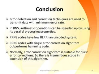 Error correction using redundant residue number system | PPTX