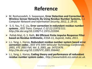 Error correction using redundant residue number system | PPTX