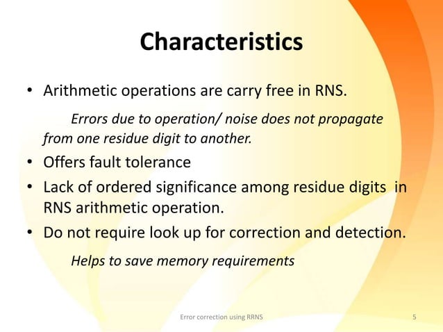 Error Correction Using Redundant Residue Number System Ppt