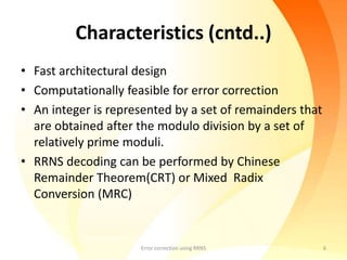Error correction using redundant residue number system | PPTX