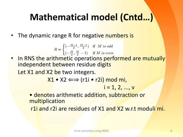 Error Correction Using Redundant Residue Number System Ppt