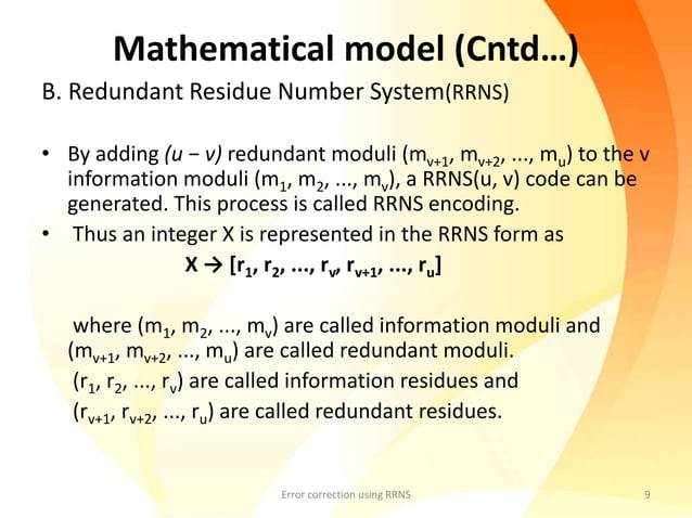 Error Correction Using Redundant Residue Number System Ppt 5852