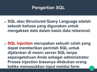 Website Application Security - SQL Injection | PPT