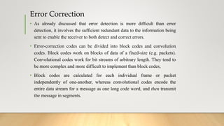 Error detection and correction | PPTX | Computer Networking | Computing