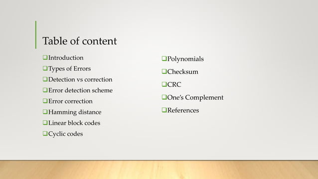 Error detection and correction | PPTX | Computer Networking | Computing
