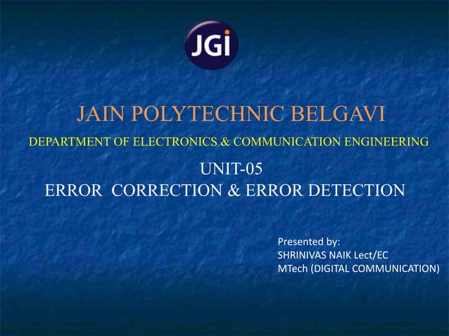 Error Detection And Correction Unit 05 Ppt