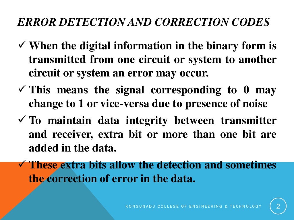 Error Detection And Correction Codes