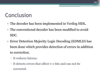 Error detection enhanced decoding of difference set codes for memory applications | PPT