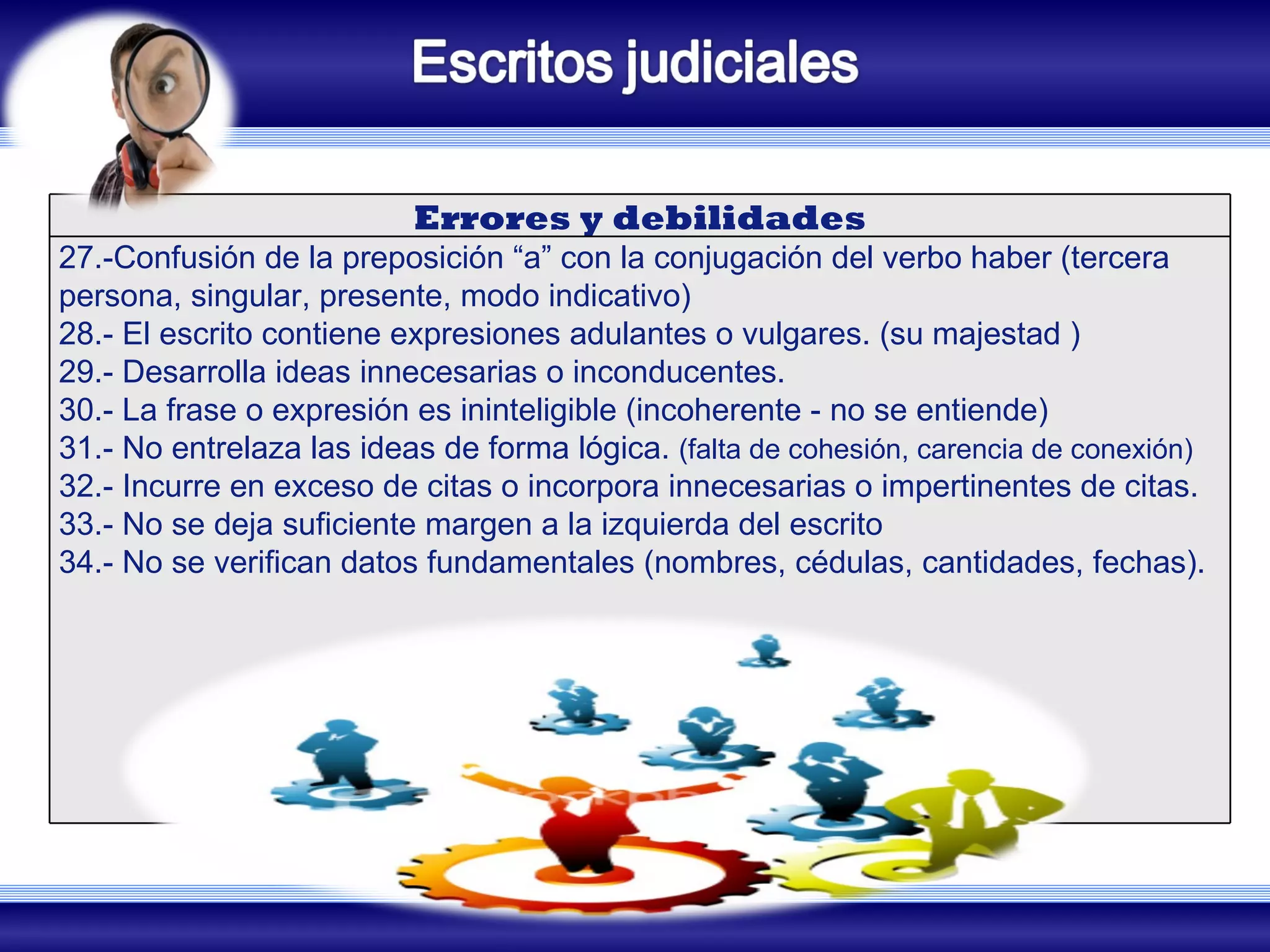 Errores comunes en la redacción de documentos judiciales. Práctica ...