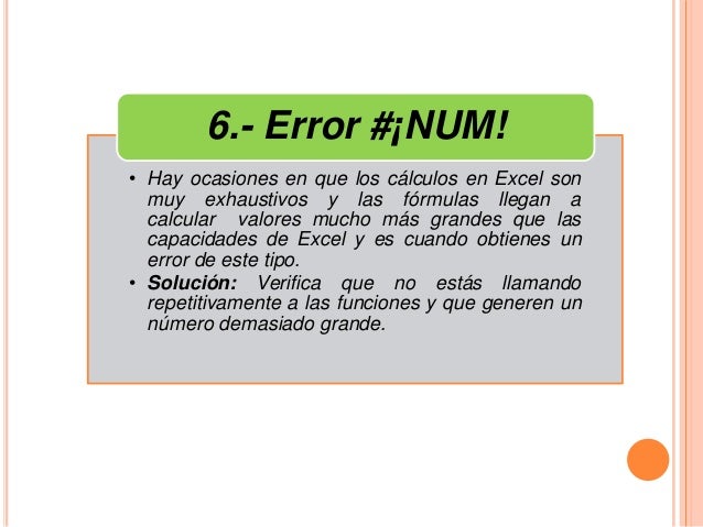 Errores más comunes en EXCEL