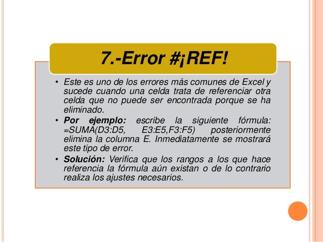 Errores más comunes en EXCEL