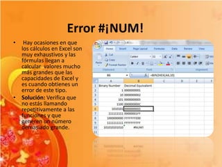 Errores mas comunes de excel | PPTX