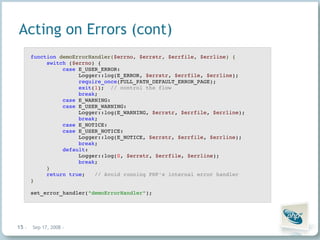 Elegant Ways of Handling PHP Errors and Exceptions | PDF | Programming Languages | Computing