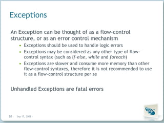 Elegant Ways of Handling PHP Errors and Exceptions | PPT