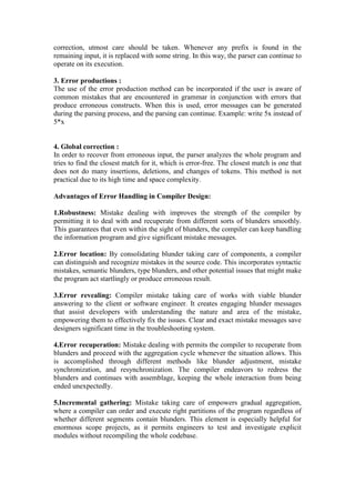 Error Handling in Compiler Design.What a | DOC