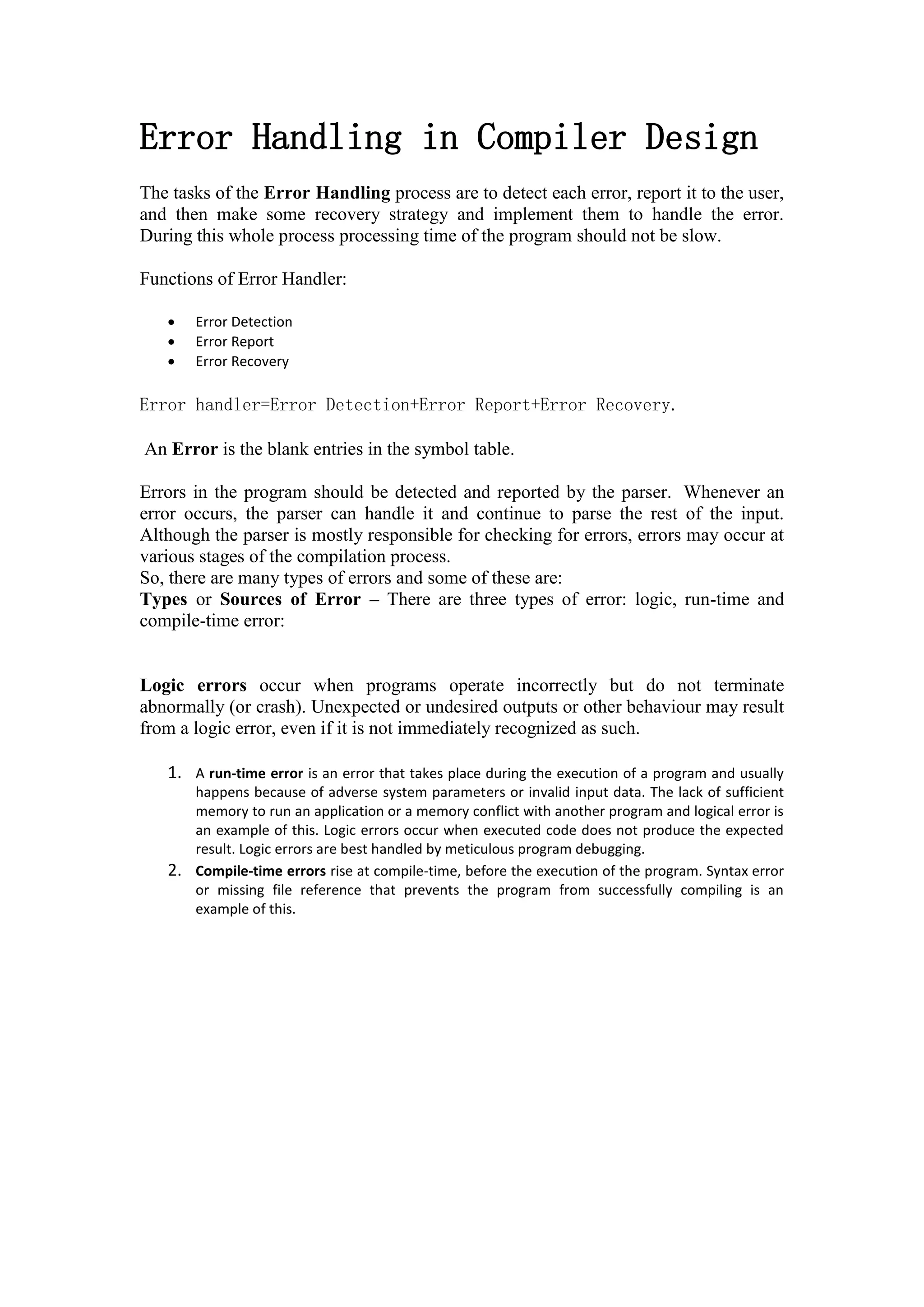 Error Handling in Compiler Design.doctyp | DOC