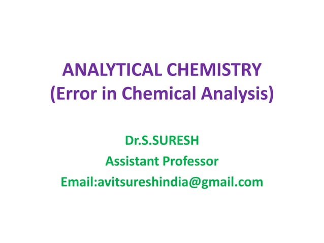 Error in chemical analysis | PPTX