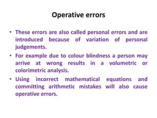 Error in chemical analysis | PPTX