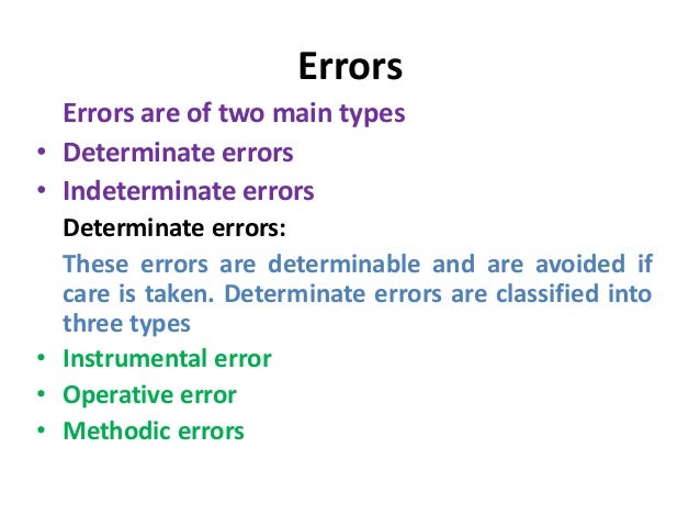 Error In Chemical Analysis