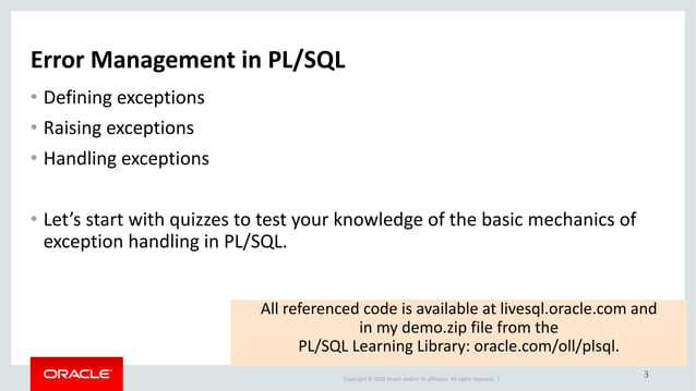 Error Management Features of PL/SQL | PPT | Free Download
