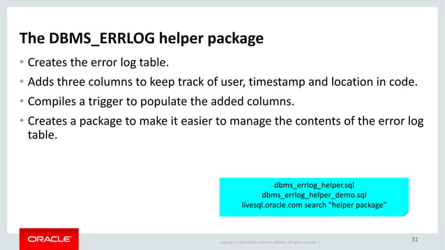 Error Management Features of PL/SQL | PPT | Free Download