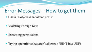 SQL: Error Messages and Error Handling | PPTX