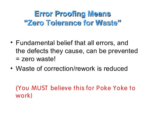 Error proofing