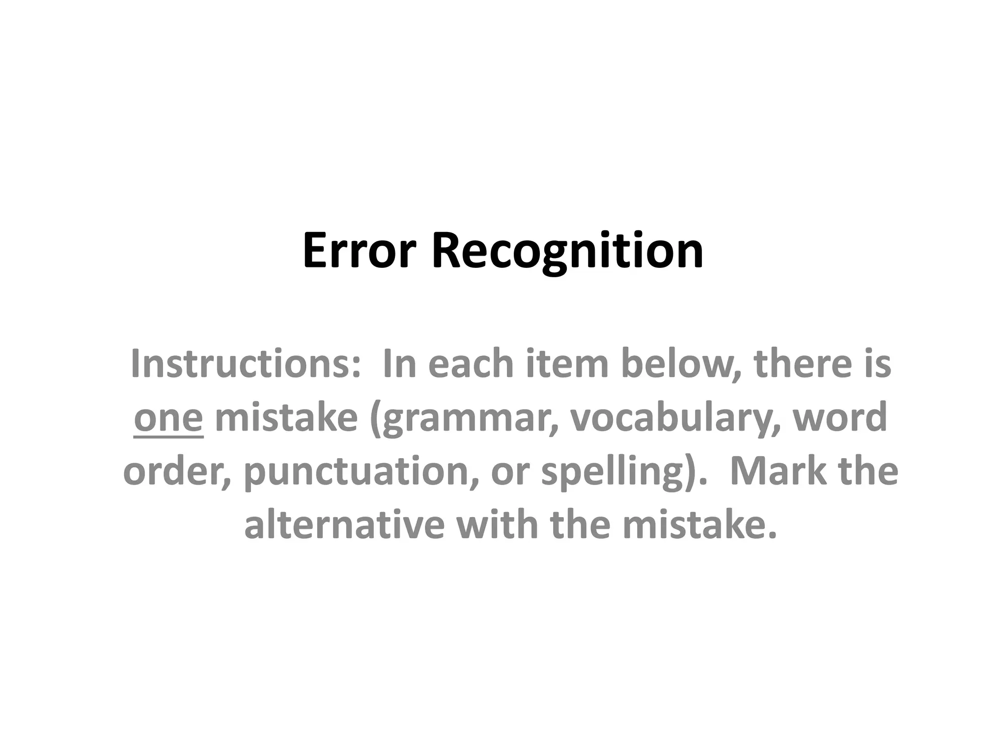 Error recognition General MO | PPT