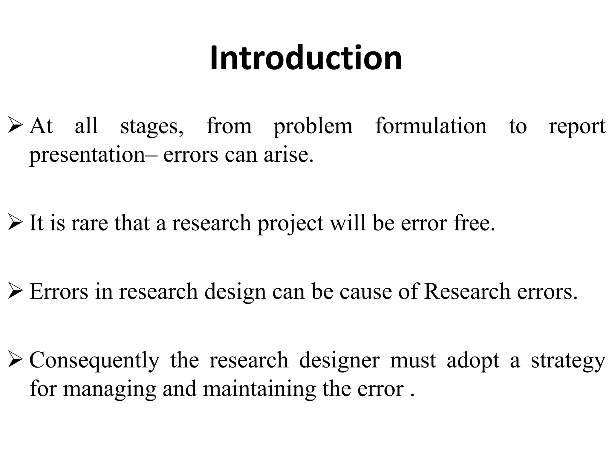 ERRORS IN RESEARCH DESIGN | PPTX