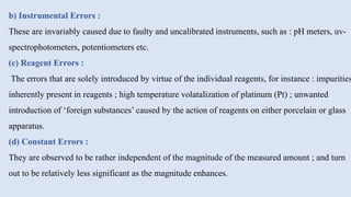 Errors and types of errors found in Pharmaceutical analysis | PPTX