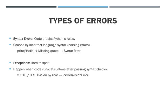 Errors and Exceptions - in - Python.pptx Errors and Exceptions - in - Python.pptx