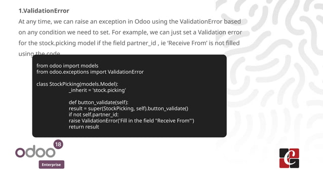 Errors and exceptions in Odoo 18 - Odoo Slides | PPTX