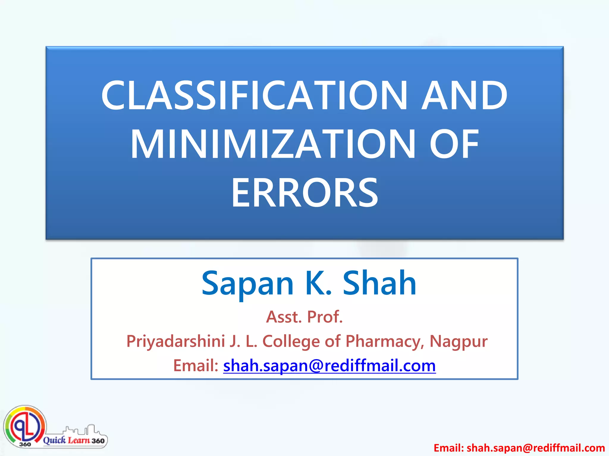 Errors And Its Minimization Pdf Chemistry Science